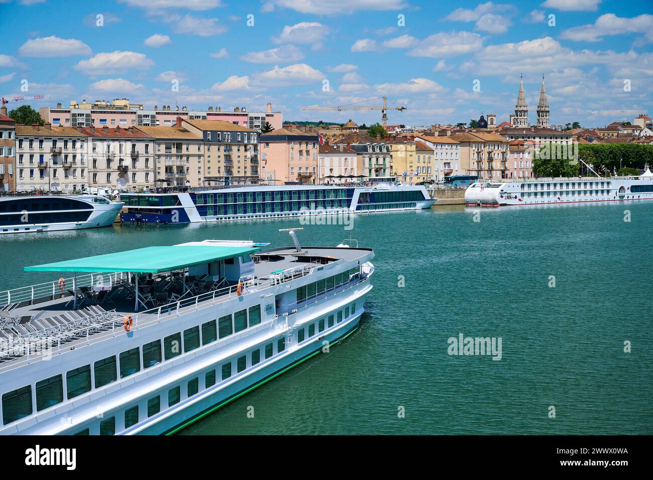 Macon (central eastern France): French ship Mistral arriving in Macon ...