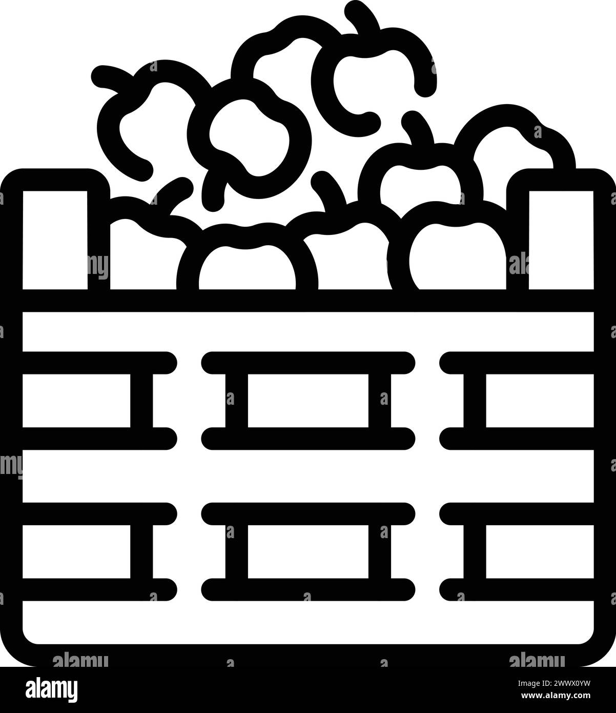 Ripe apples crate icon outline vector. Summer harvest. Pome fruits ...