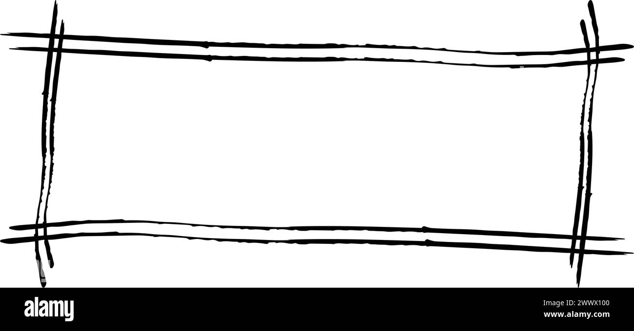 Frame rectangle elongated texture element, outline border grunge shape ...