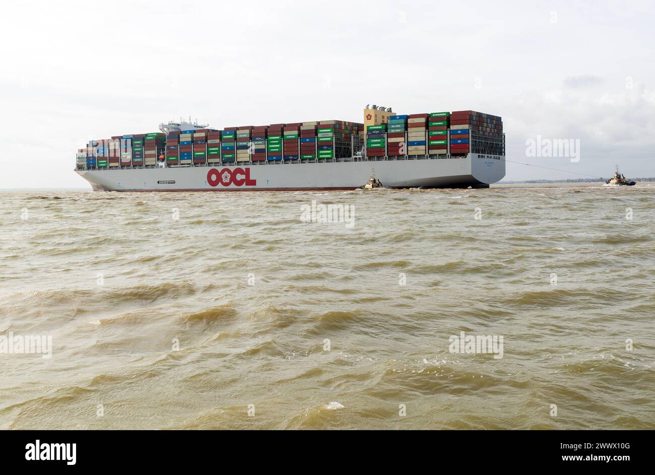 OOCL Zeebrugge container ship leaving departing from Port of Felixstowe ...