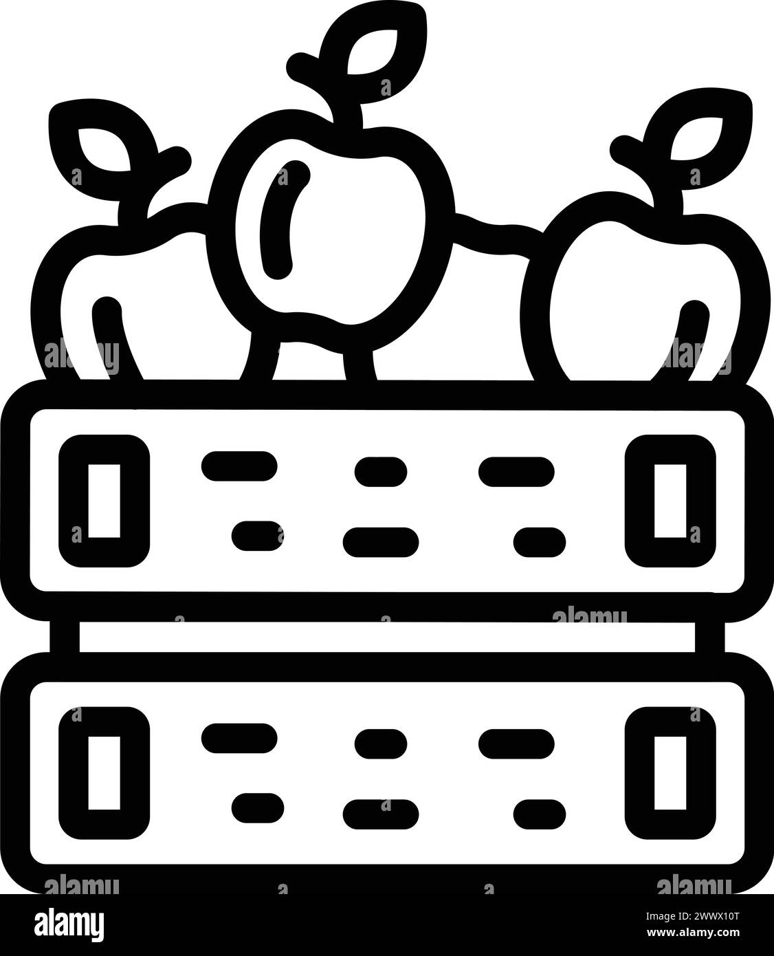 Apple crate icon outline vector. Fruits harvest. Cider production ...