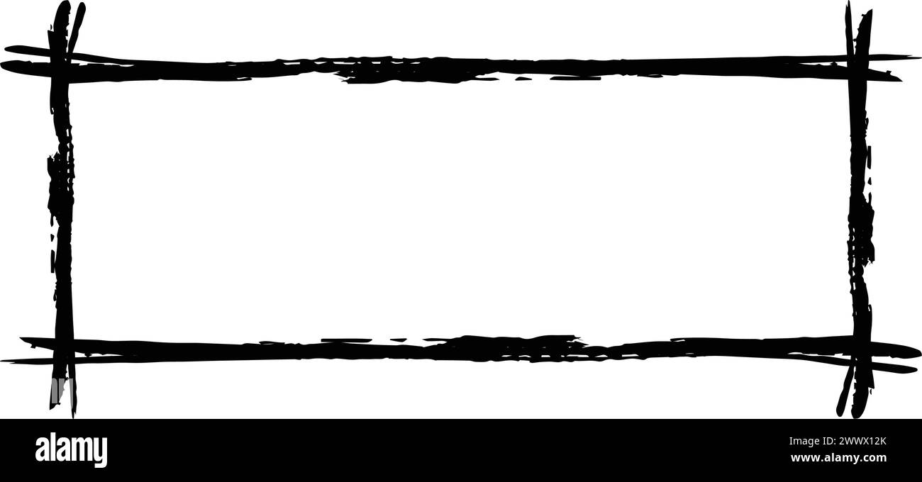 Frame rectangle elongated texture element, outline border grunge shape ...