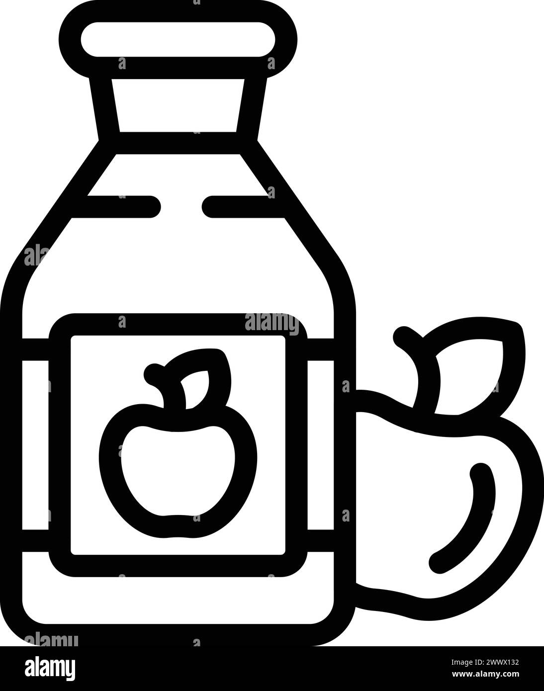 Fermented cider vinegar icon outline vector. Natural apples spirit. Alcoholic tangy drink Stock ...