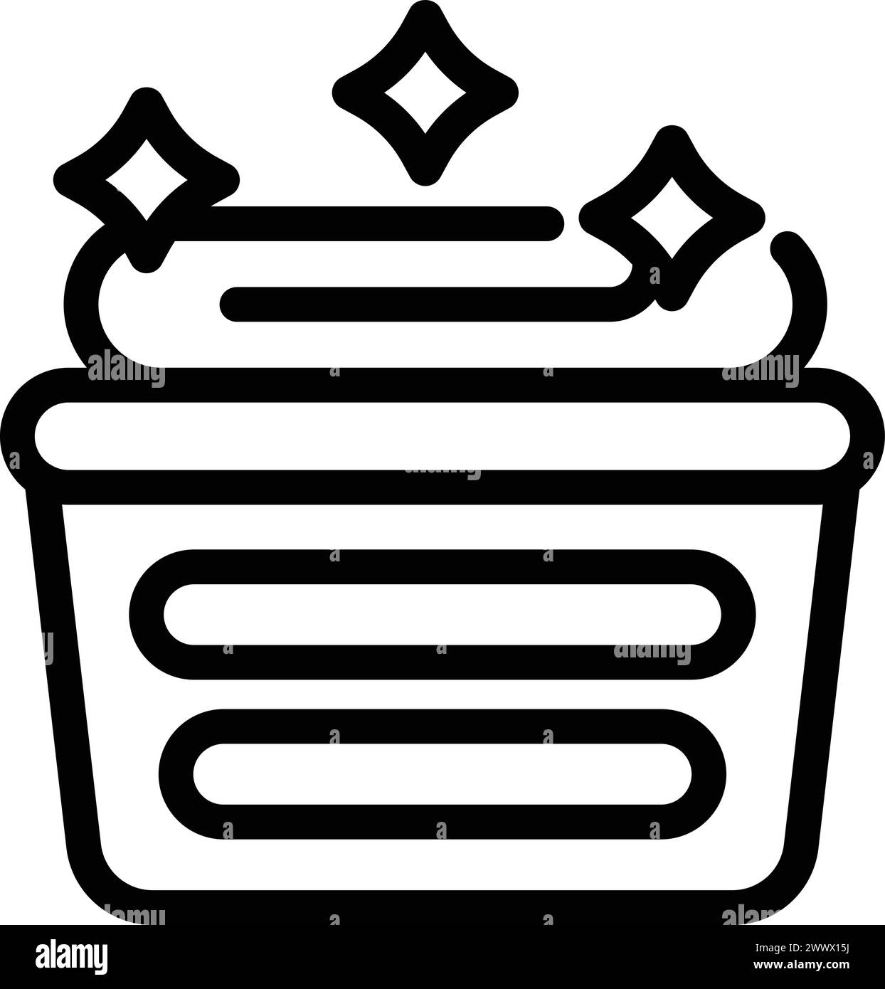 Clean clothes basket icon outline vector. Laundry duty. Clothing pile ...