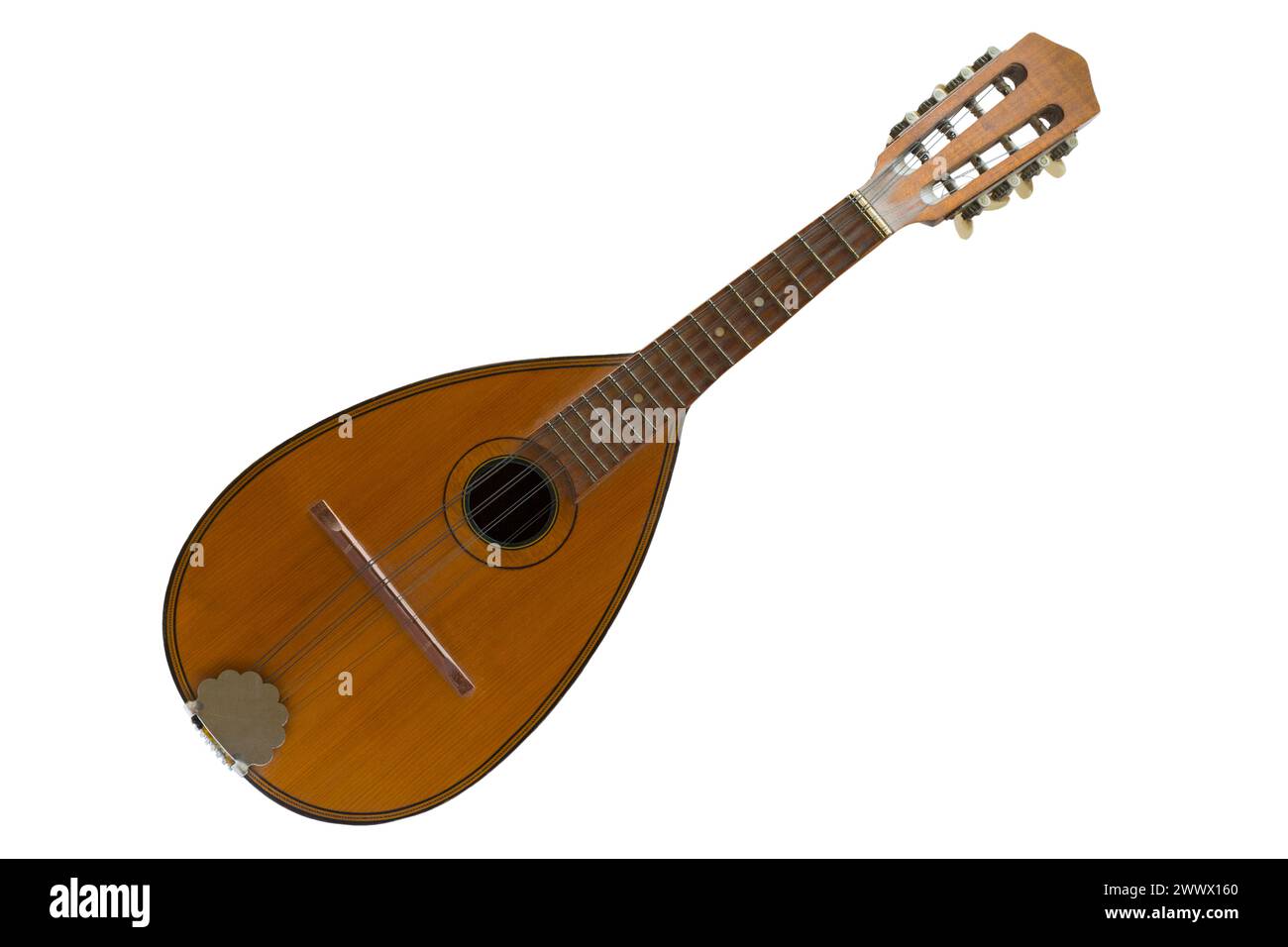round-backed mandolin stringed musical instrument isolated on white ...