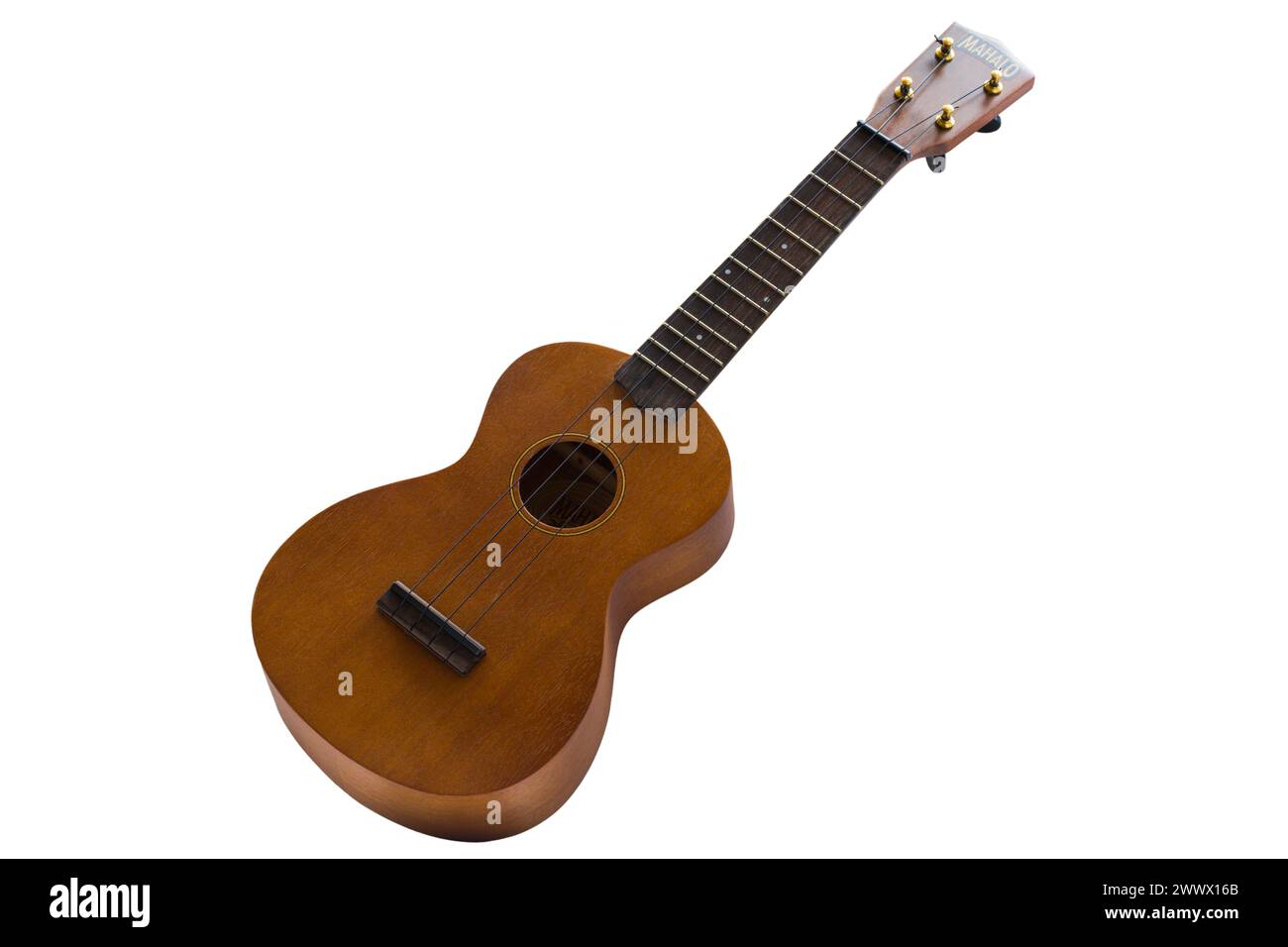 Mahalo Ukulele stringed musical instrument isolated on white background ...