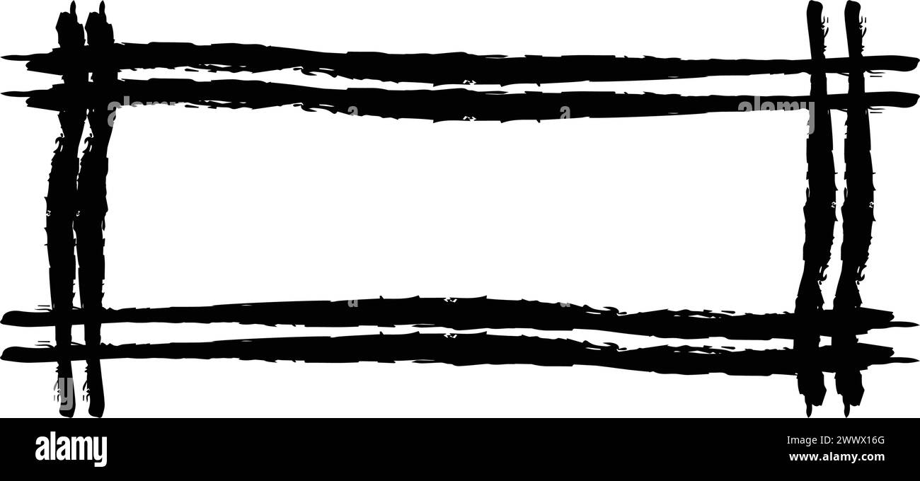 Frame rectangle elongated texture element, outline border grunge shape ...