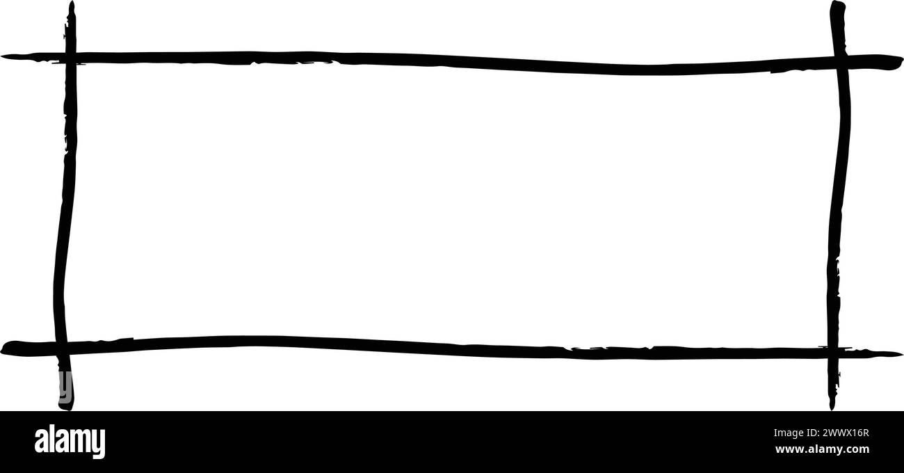 Frame rectangle elongated texture element, outline border grunge shape ...