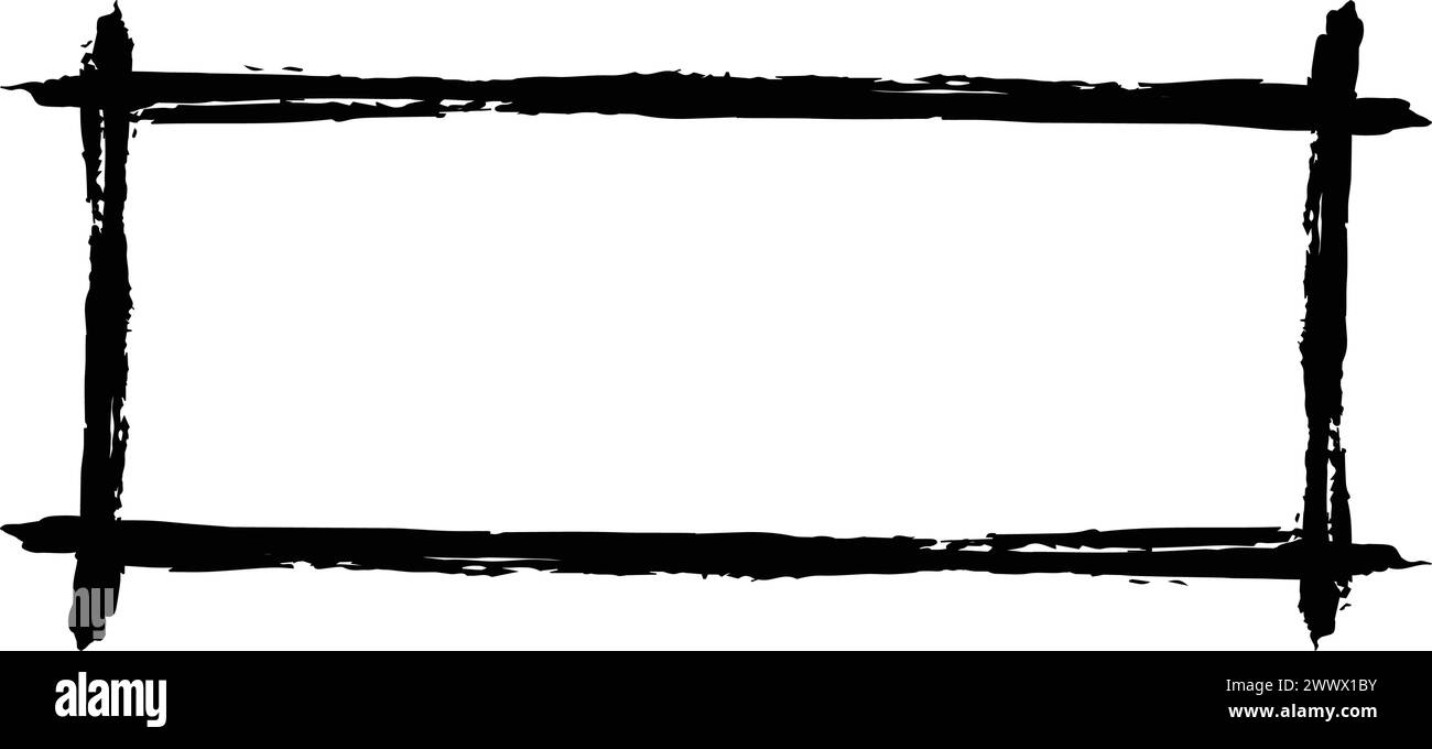 Frame rectangle elongated texture element, outline border grunge shape ...