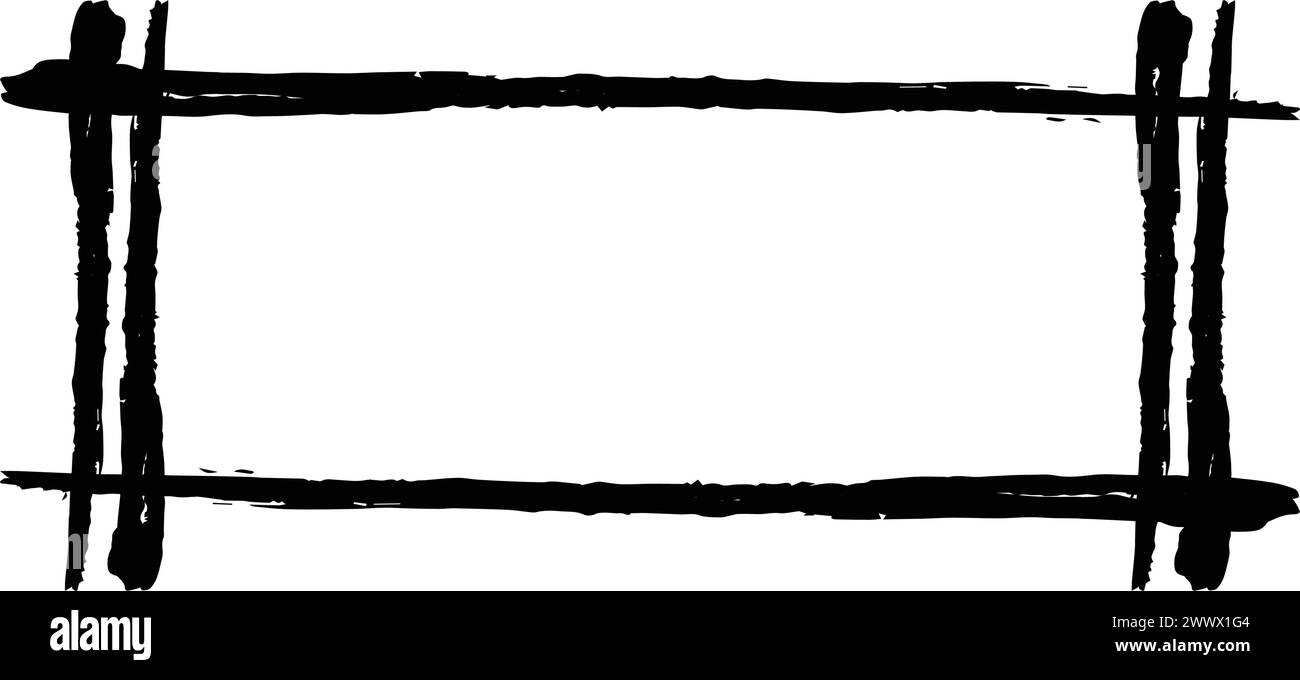 Frame rectangle elongated texture element, outline border grunge shape ...