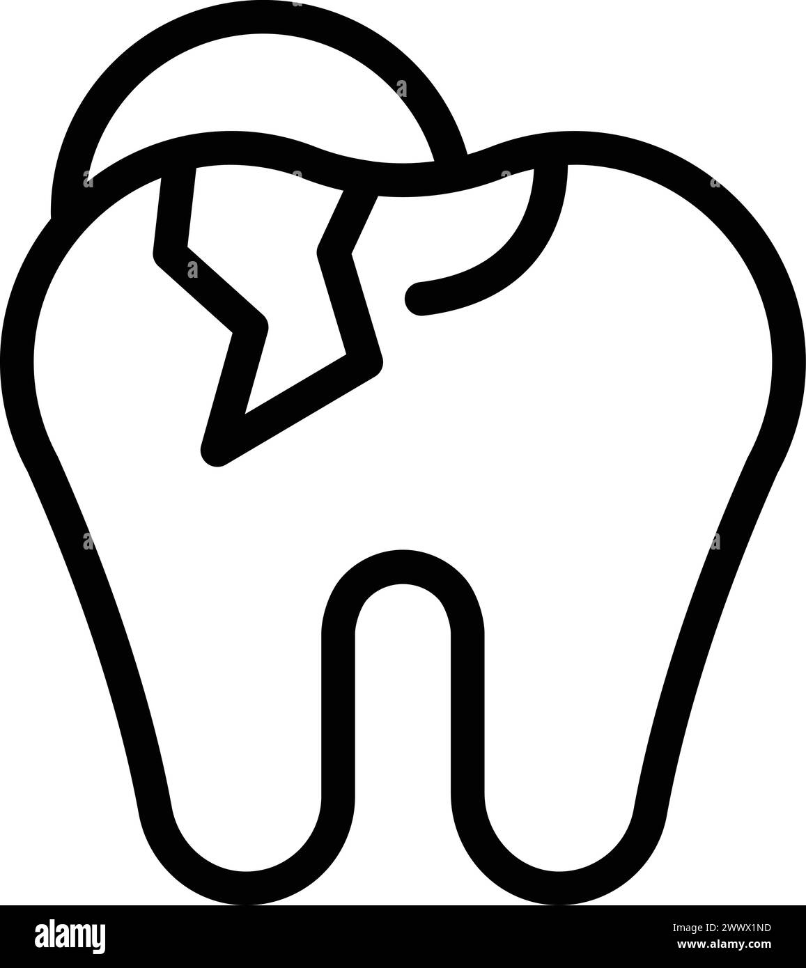 Cracked tooth ache icon outline vector. Broken molar. Swelling teeth ...