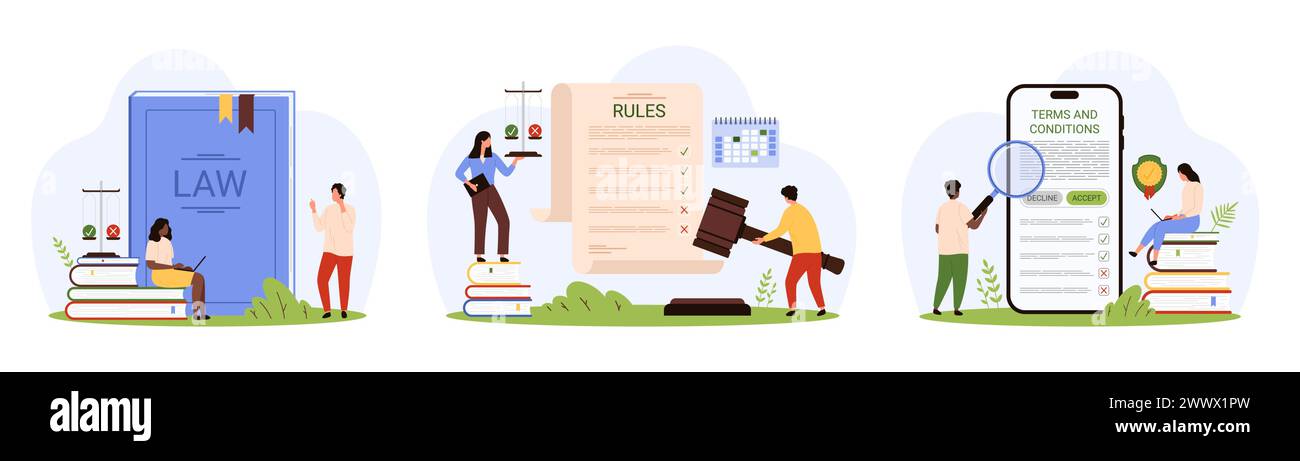 Law, company policy and rules, user agreement to terms and conditions ...