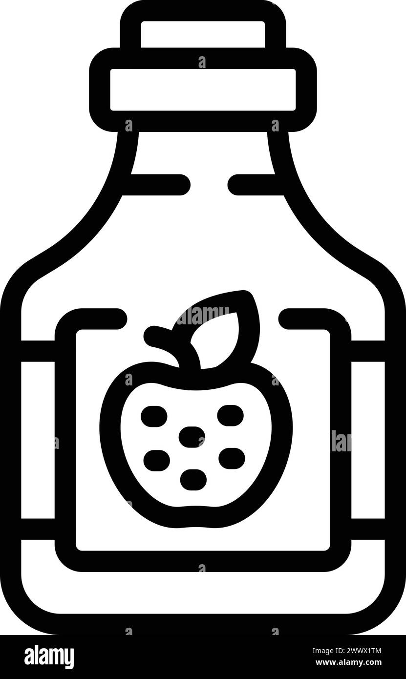 Fizzy cider bottle icon outline vector. Refreshment tangy drink. Apple ...