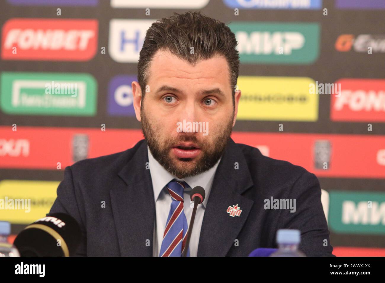 Saint Petersburg, Russia. 25th Mar, 2024. SKA Hockey Club head coach ...