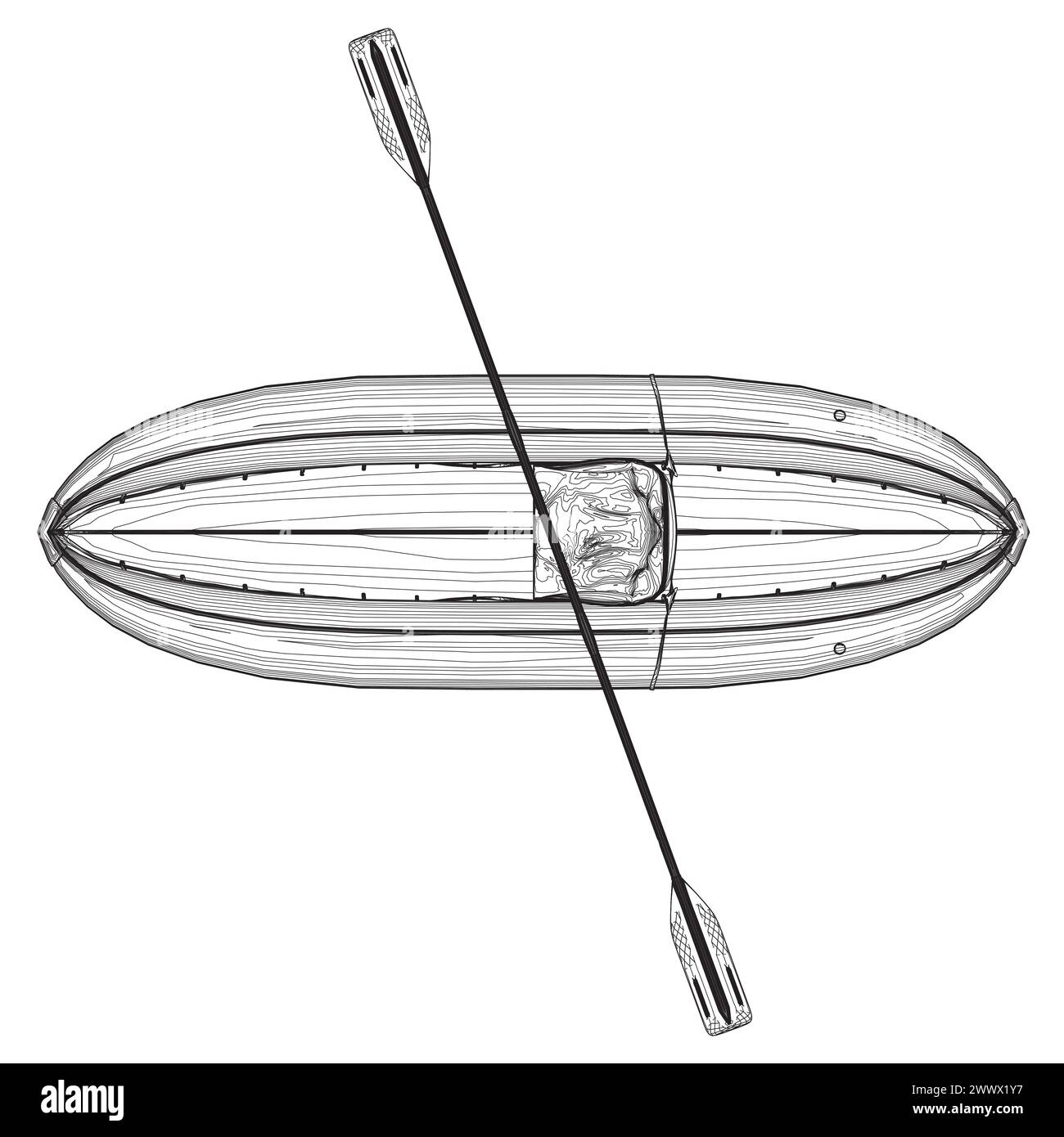 Outline of Inflatable Boat With Peddle. Cartoon Simple Style Isolated ...