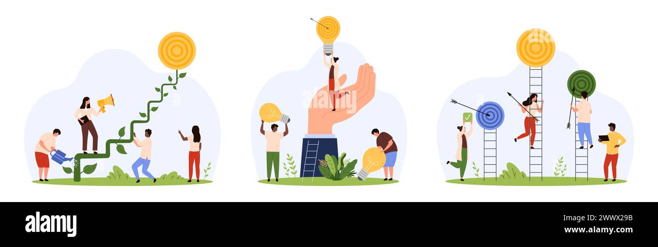 Success career ladder and opportunity for manager set. Tiny people ...