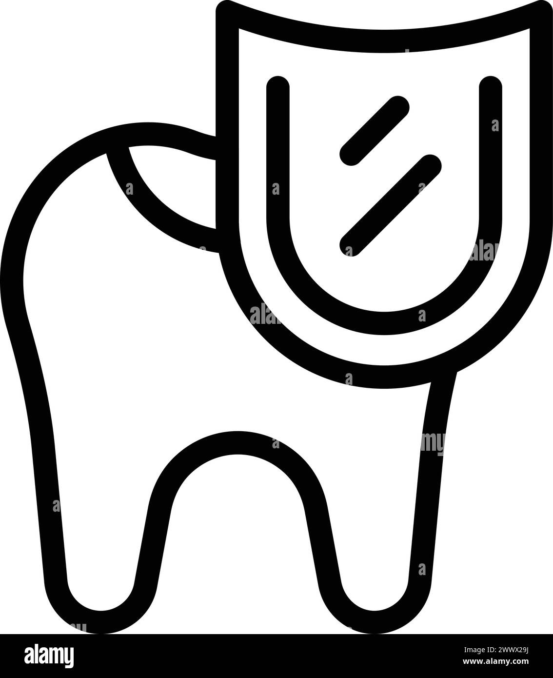 Dental protection shield icon outline vector. Healthy teeth ...