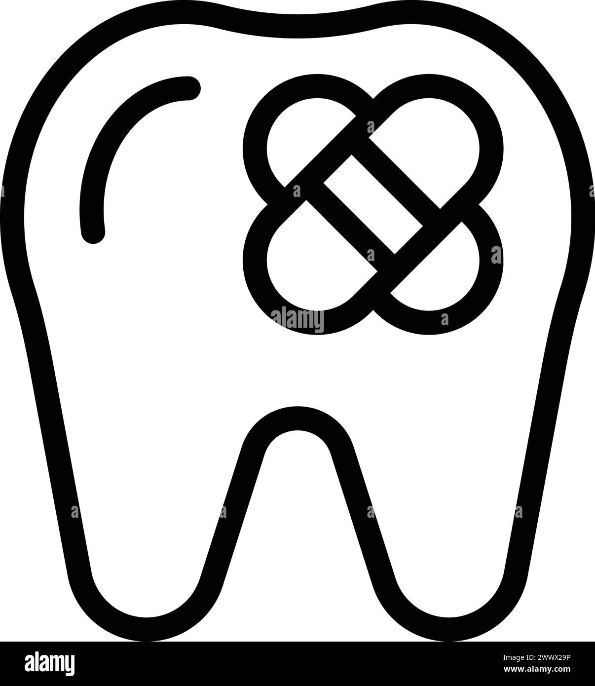Repaired tooth icon outline vector. Stomatology remedy. Teeth ...