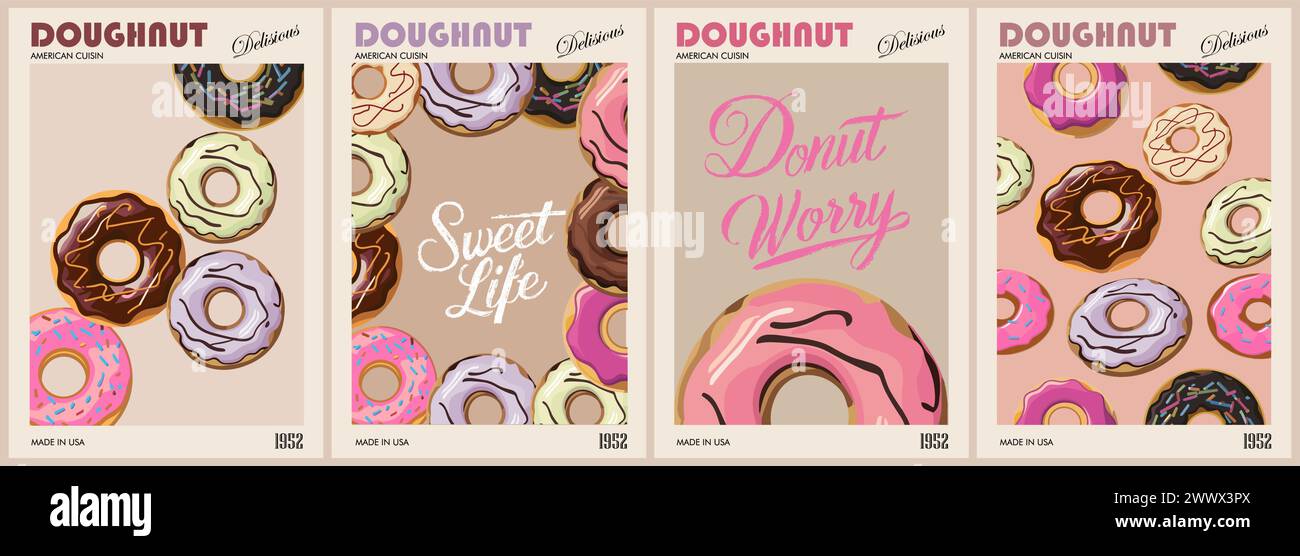 Set of Donut poster design in retro style Stock Vector Image & Art - Alamy