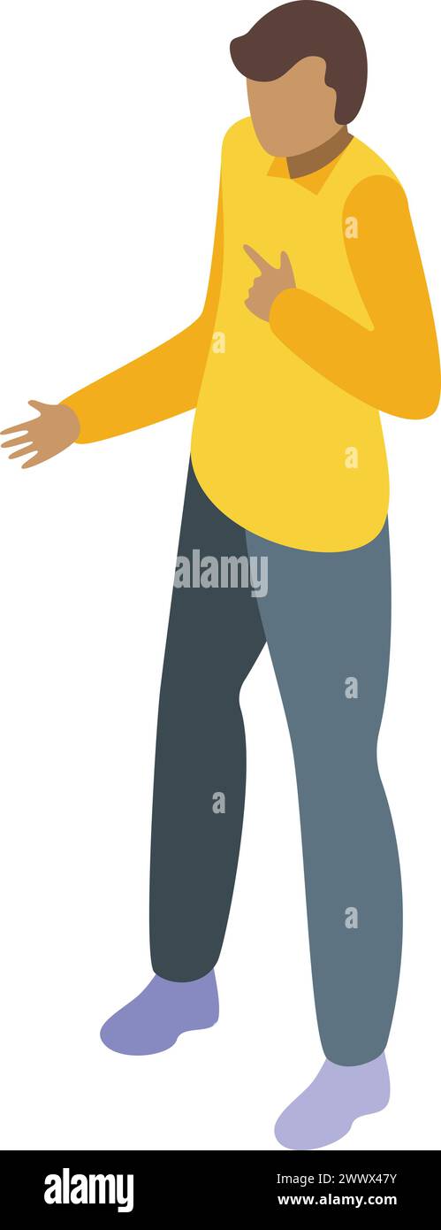 Kid talk speak icon isometric vector. Serious discussion. Guide ...