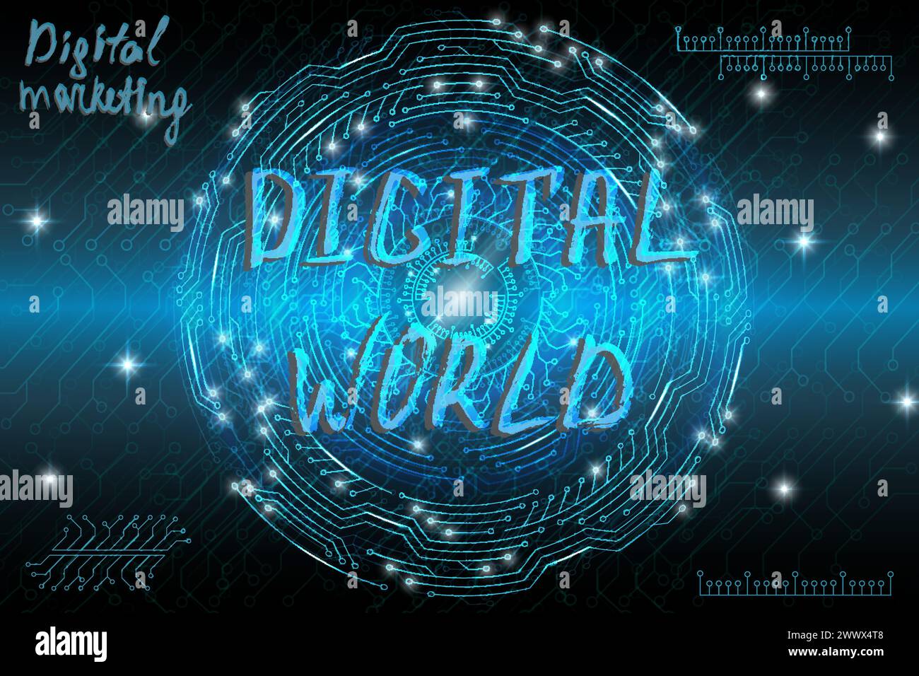 Blue futuristic technological background in cyberpunk style. Digital ...