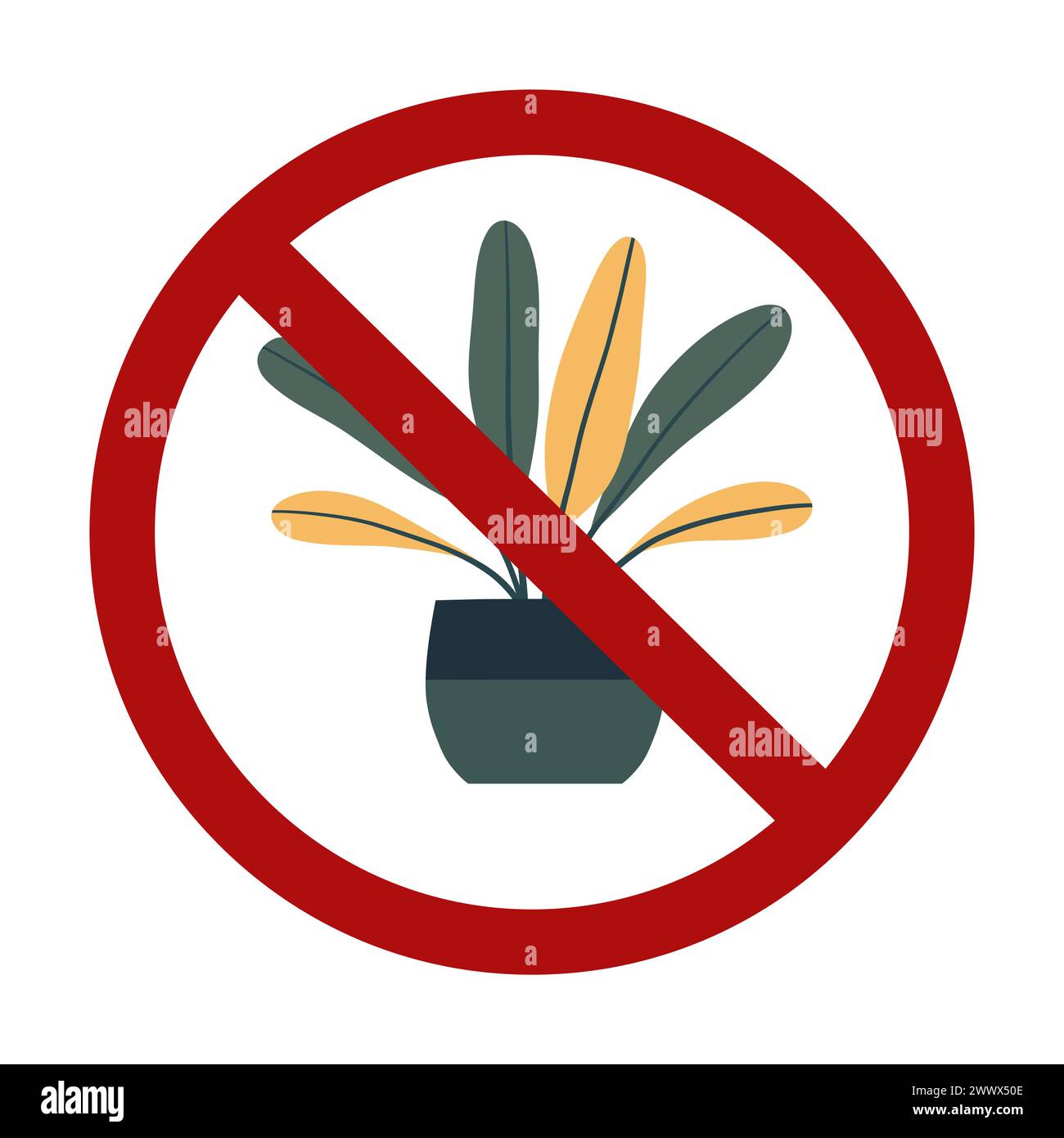 Vector forbidden sign with ficus isolated from background. Risk of ...