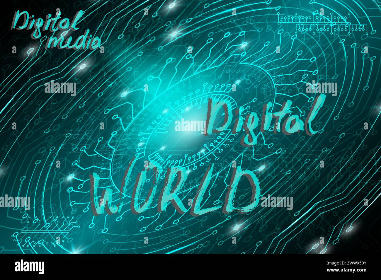 Blue futuristic technological background in cyberpunk style. Digital ...