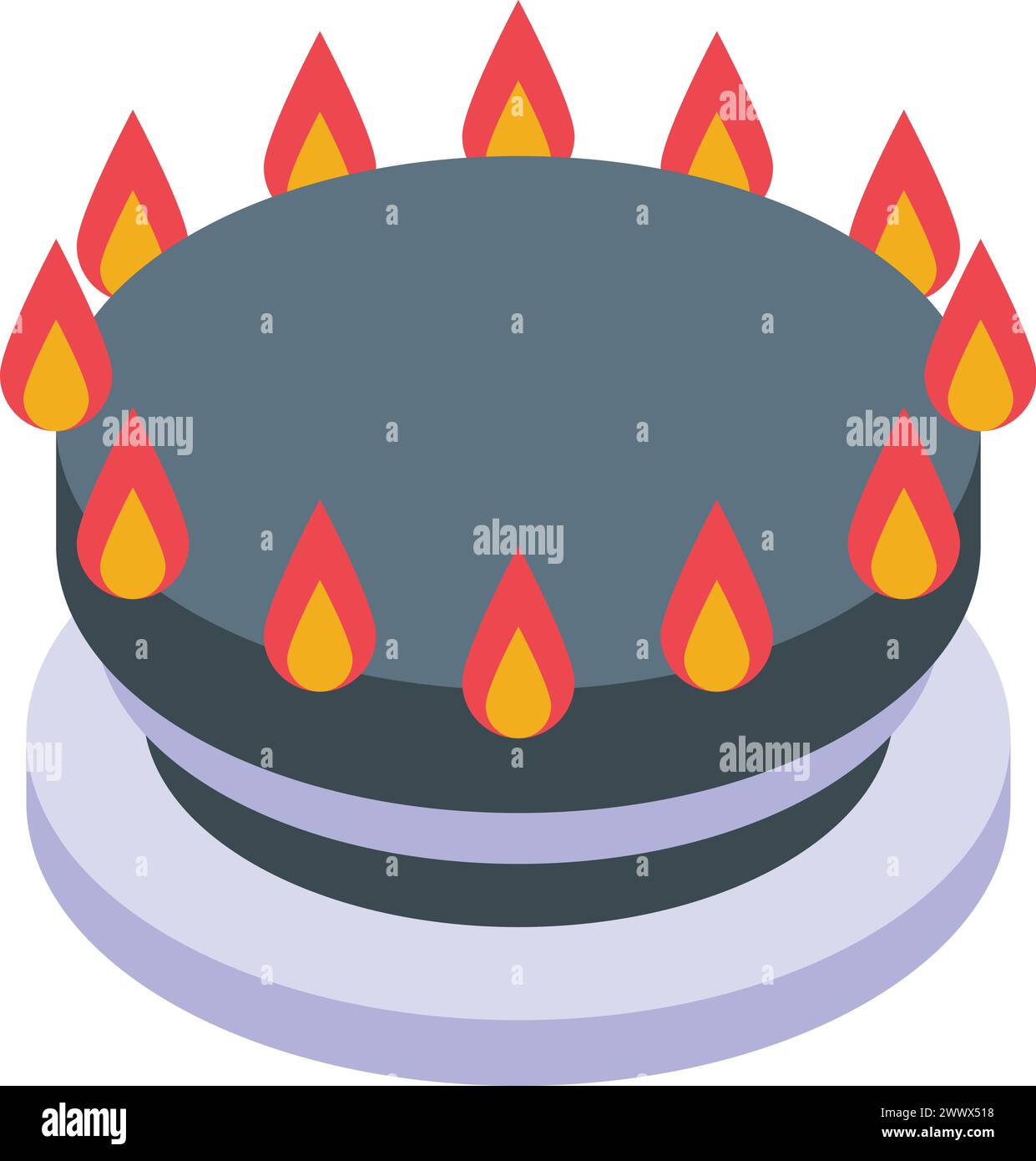 Burning gas stove icon isometric vector. Home using energy. Sector of ...