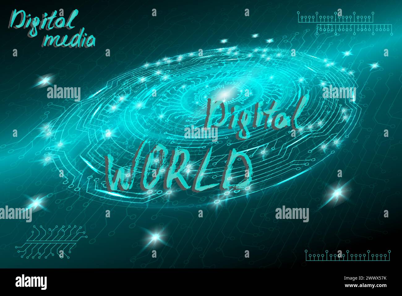 Blue futuristic technological background in cyberpunk style. Digital ...