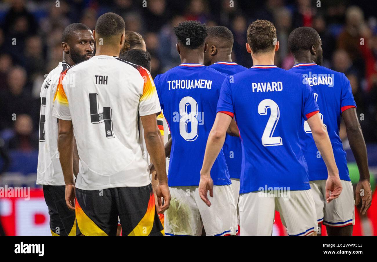 Lyon, France. 23rd Mar 2024. Antonio Rüdiger (Deutschland) Jonathan Tah ...