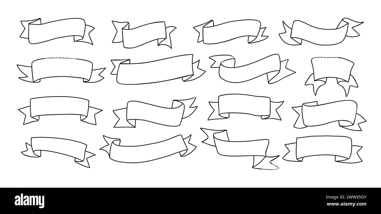Set of outline Vector Ribbon Banners isolated Stock Vector Image & Art ...