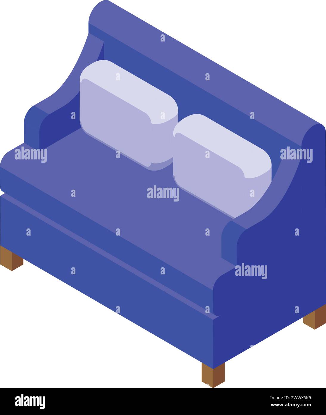 Blue color sofa icon isometric vector. Room interior decor. Modern ...