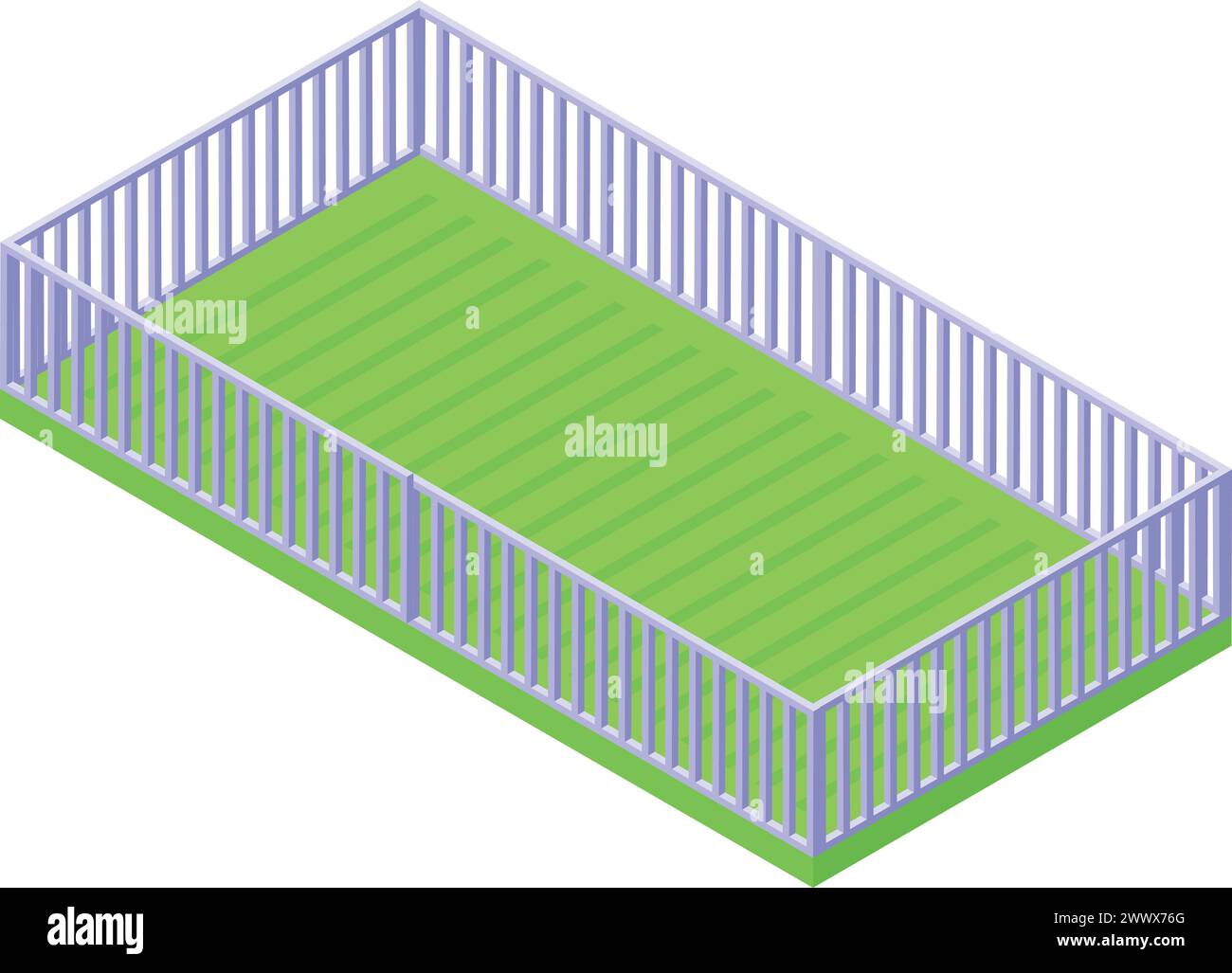 Pig farm green grass fence icon isometric vector. Feeding territory ...