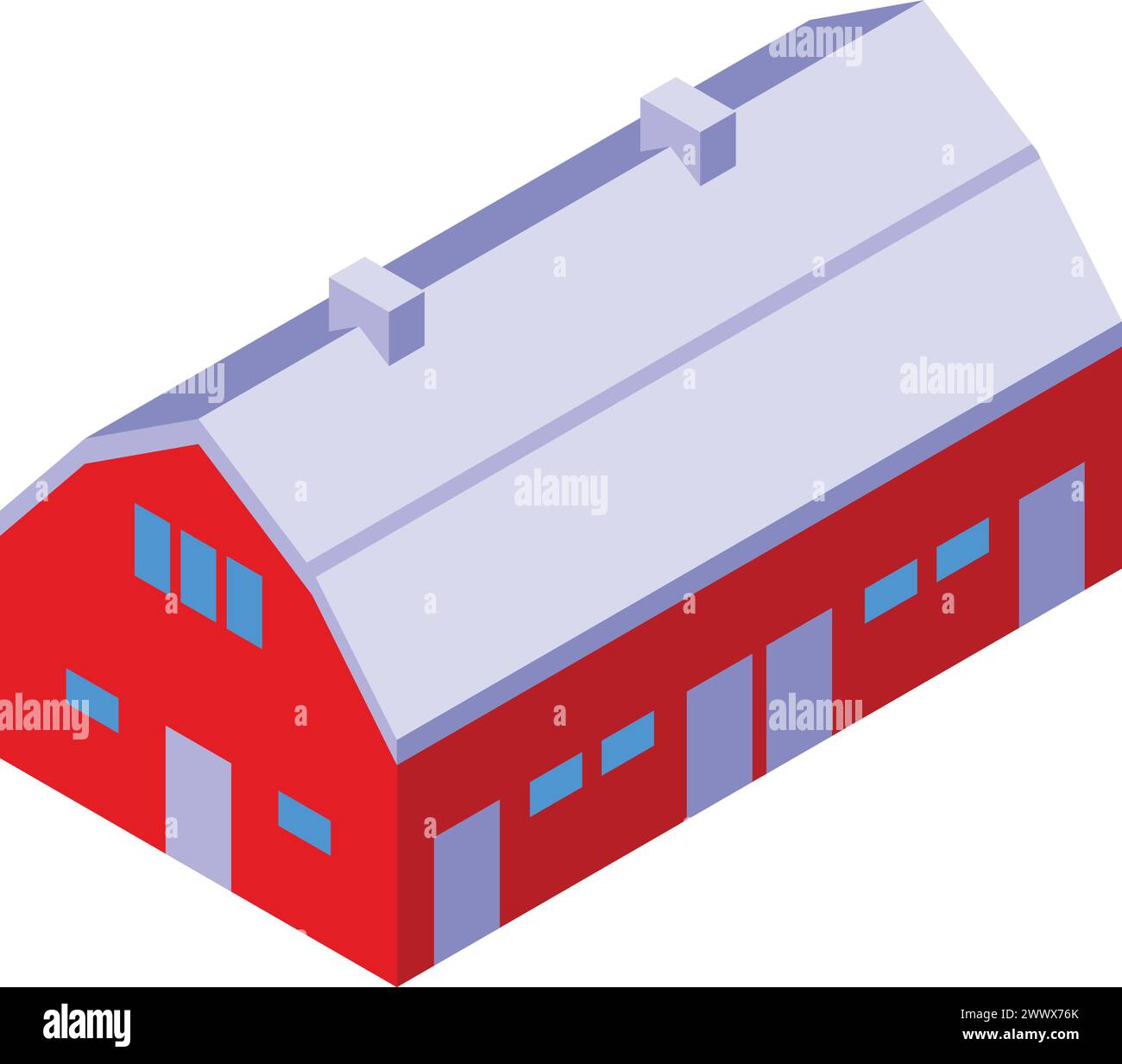 Red pig farm icon isometric vector. Country building. Business eco ...