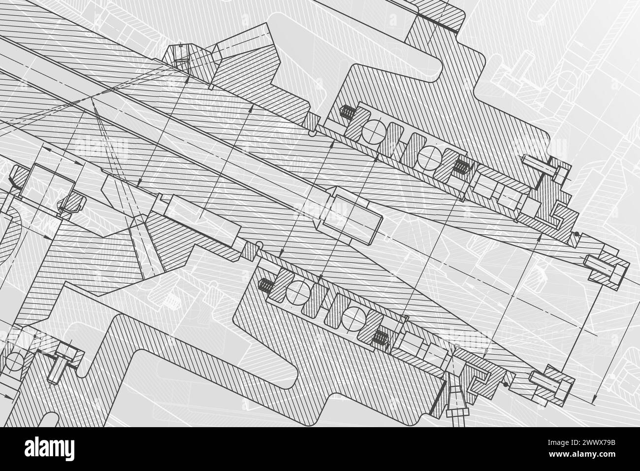 Mechanical engineering drawings on white background. Milling machine ...