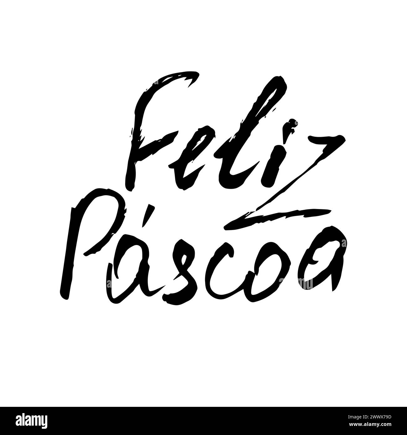 Happy Easter in portuguese. Modern calligraphy greeting card ...
