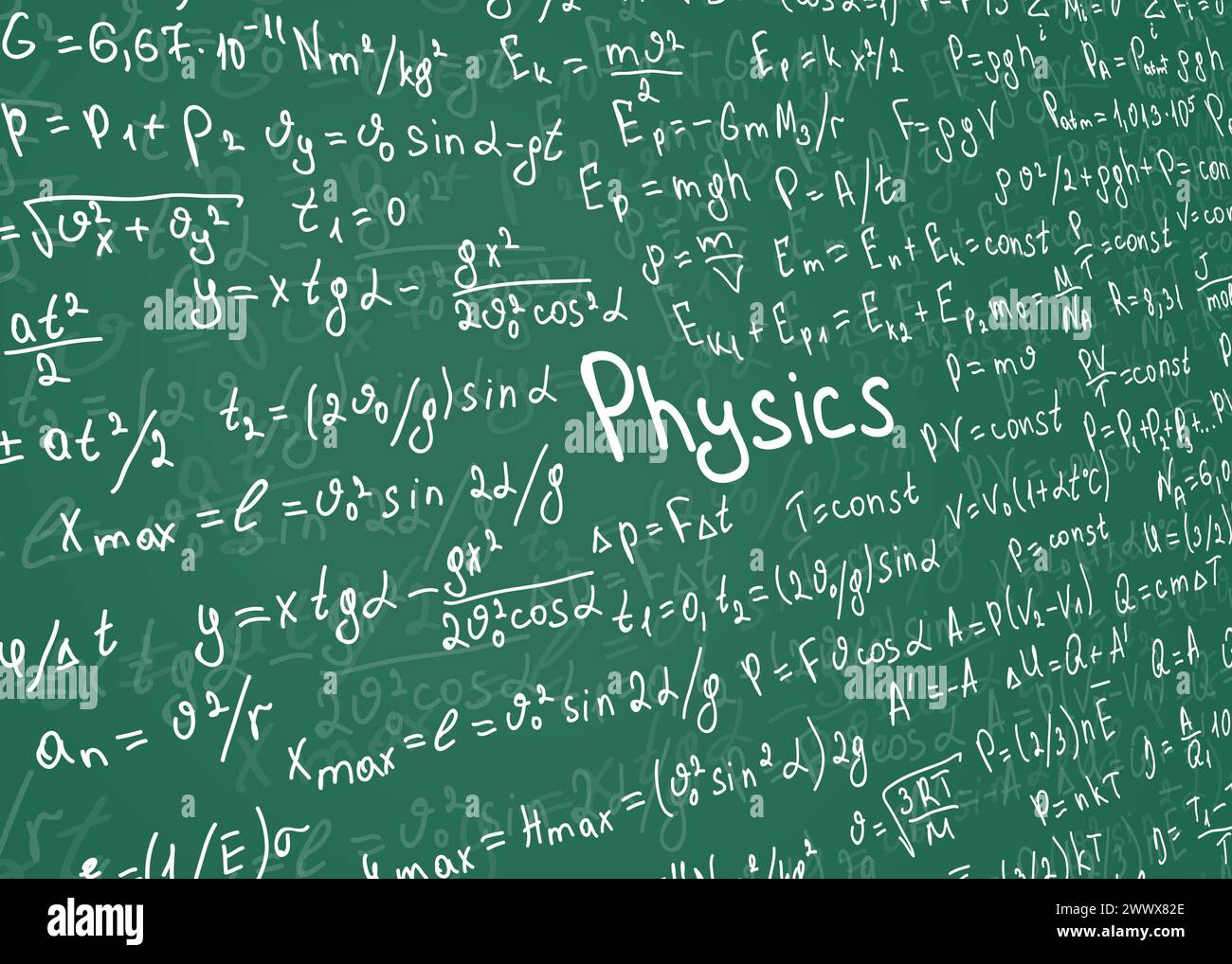 Physical mathematical formulas on blackboard Stock Vector Images - Alamy