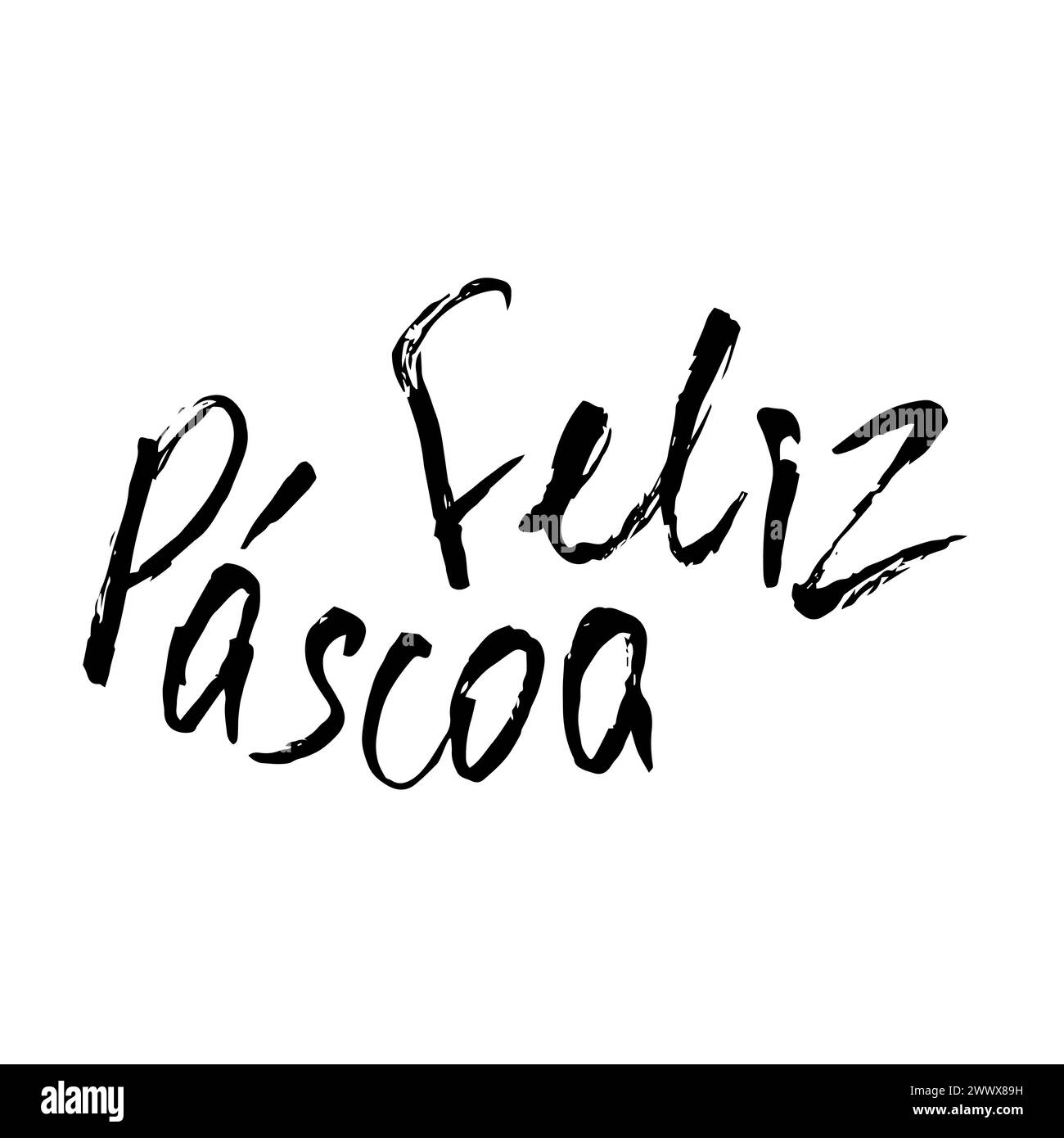 Happy Easter in portuguese. Modern calligraphy greeting card ...