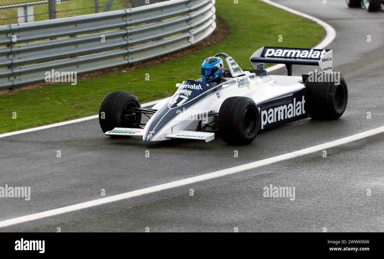 Christophe D'Ansembourg, driving his White and Blue, 1982, Brabham BT49 ...