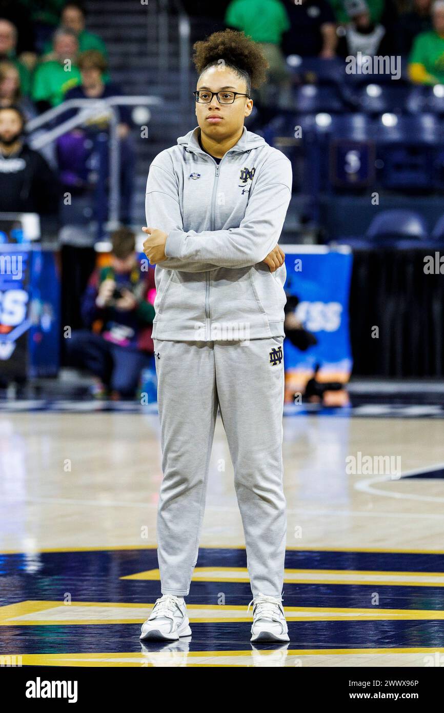 March 25, 2024: Notre Dame guard Olivia Miles (5) during pregame of ...