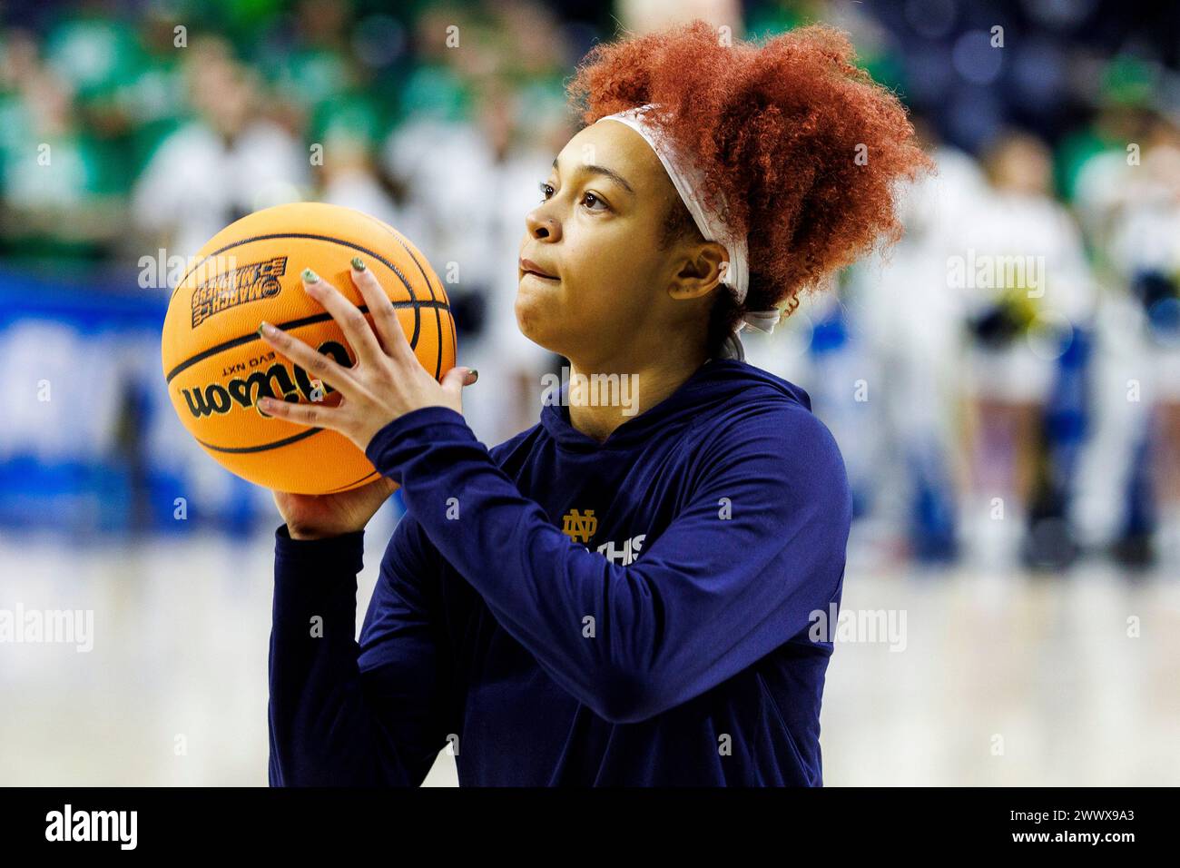March 25, 2024: Notre Dame guard Hannah Hidalgo (3) during pregame of ...