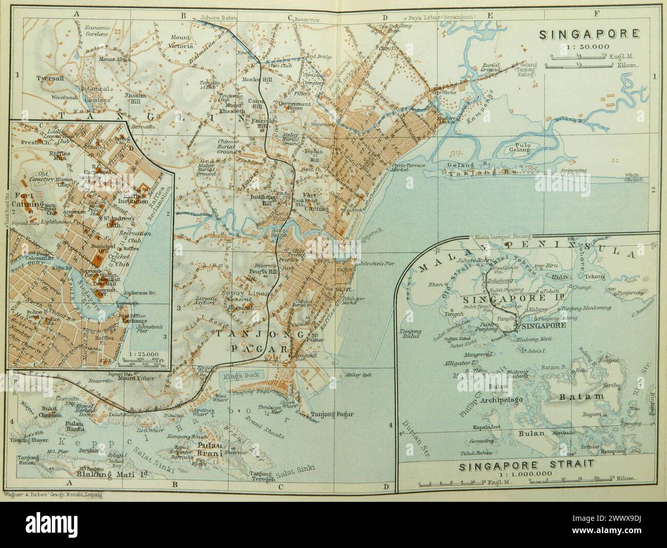 Baedeker map of the city and environs, c. 1914 Stock Photo - Alamy