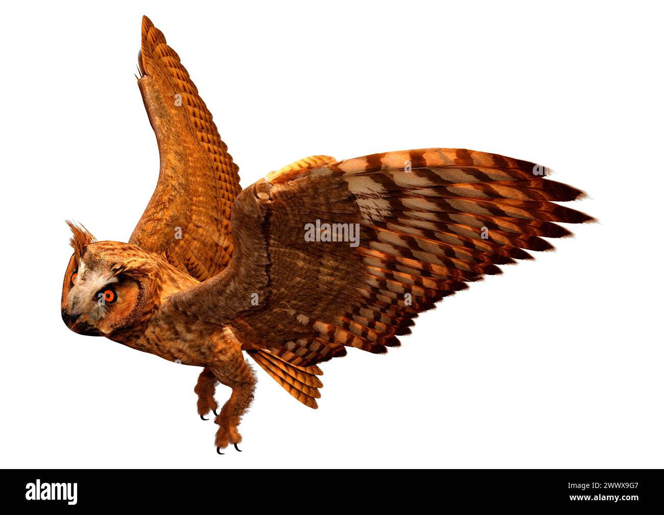 3D rendering of a brown eagle owl isolated on white background Stock ...