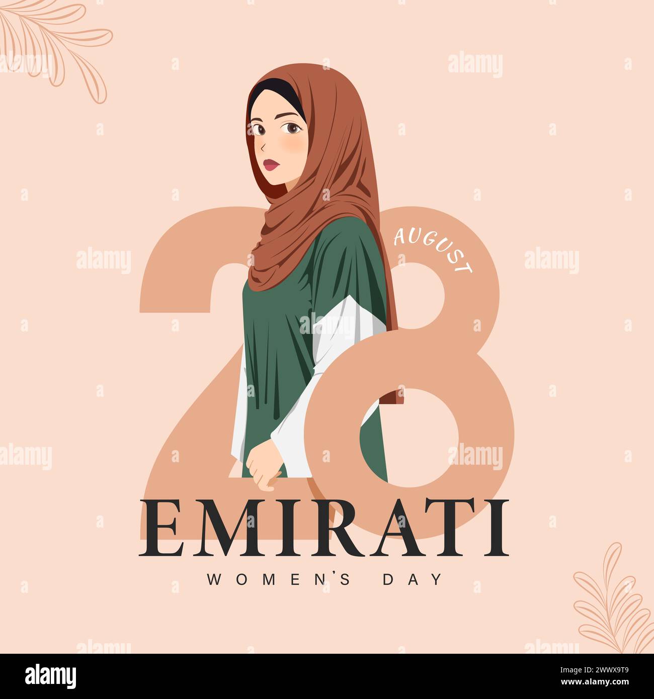 Emirates Women's Day Design with Female with Hijab Vector Illustration ...