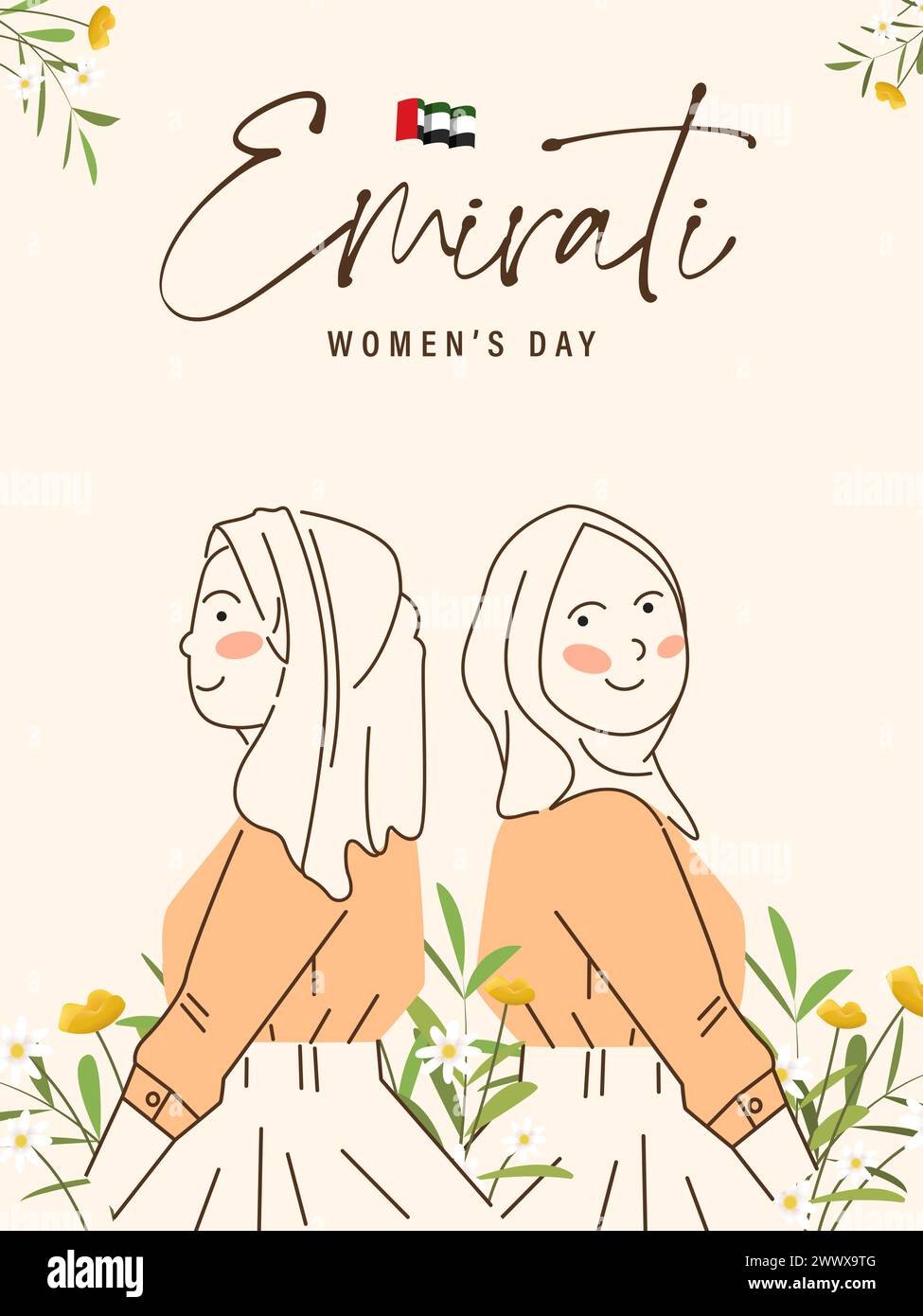 Emirates Women's Day Design with Female with Hijab Vector Illustration ...