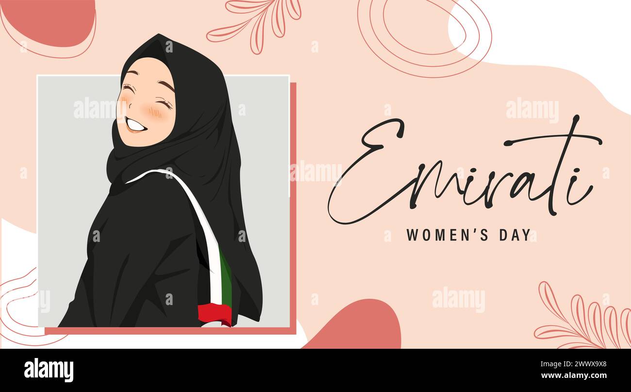 Emirates Women's Day Design with Female with Hijab Vector Illustration ...