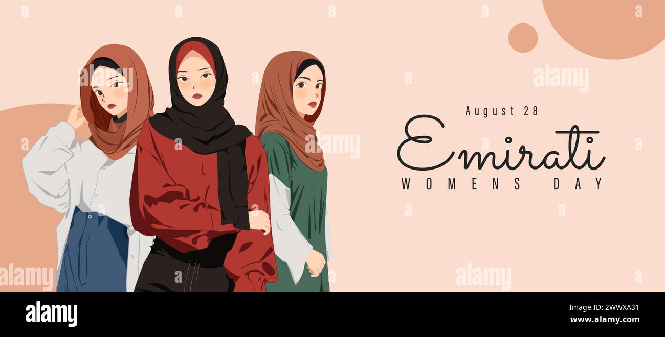 Emirates Women's Day Design with Female with Hijab Vector Illustration ...