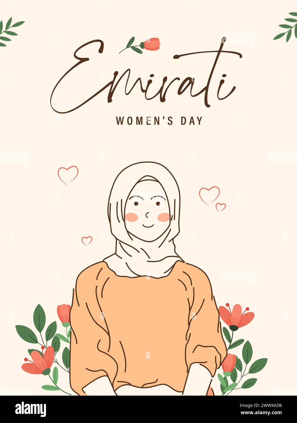 Emirates Women's Day Design with Female with Hijab Vector Illustration ...