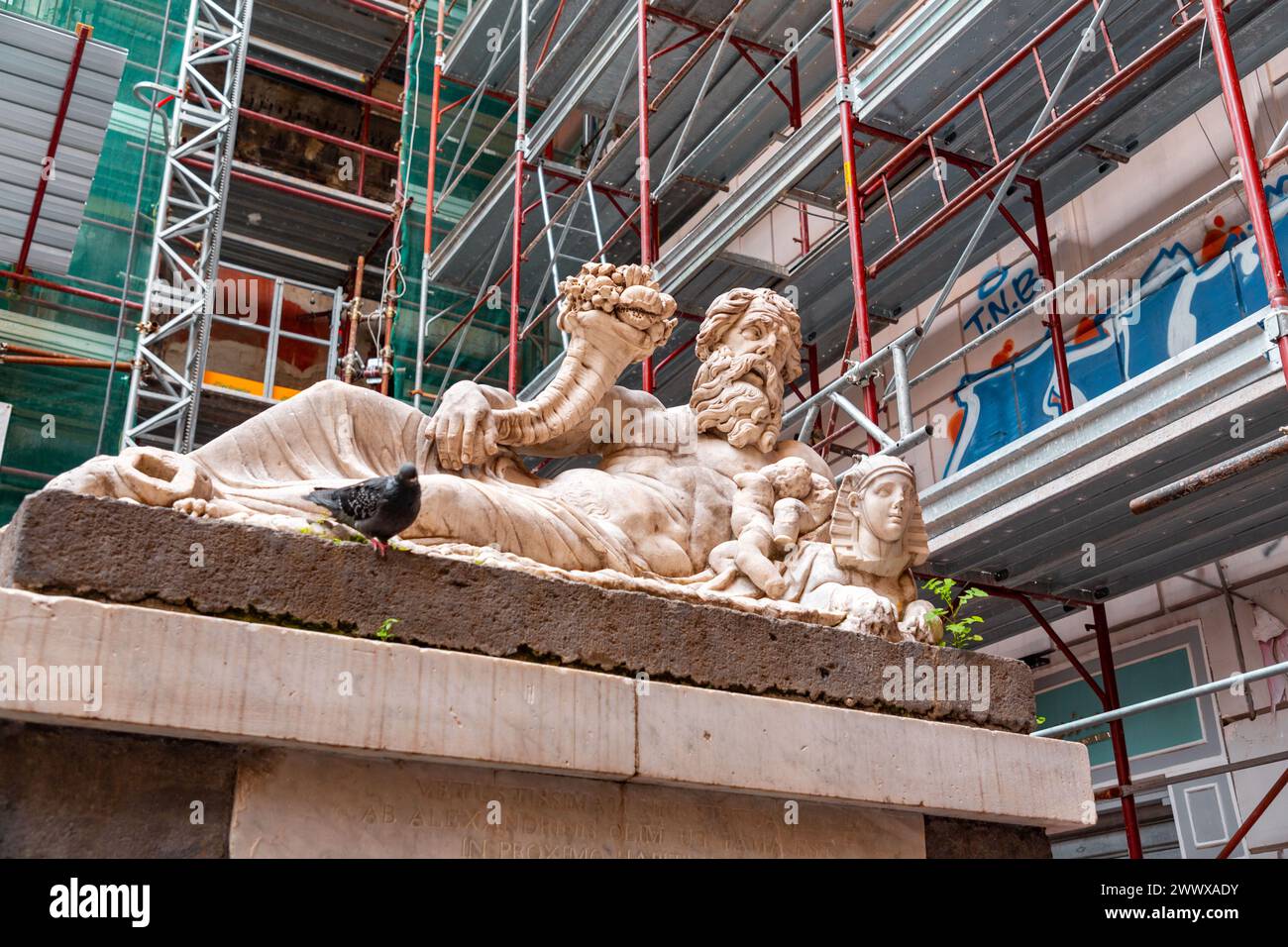 Naples, Italy - April 9, 2022: The Statue of the Nile God, an Ancient ...