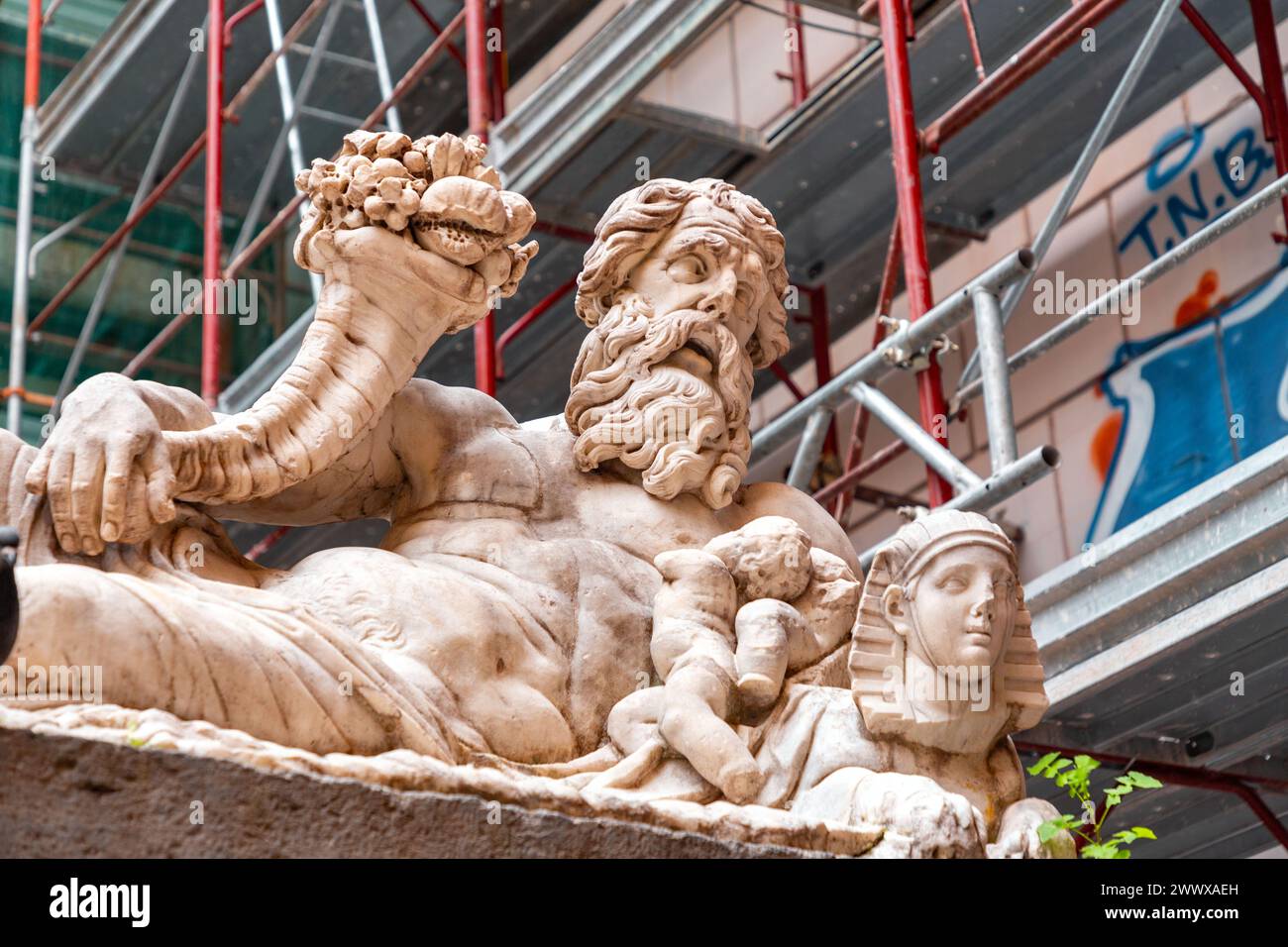 Naples, Italy - April 9, 2022: The Statue of the Nile God, an Ancient ...